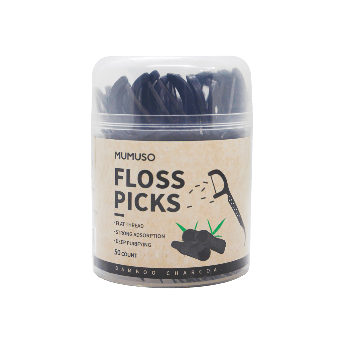 BAMBOO CHARCOAL DENTAL FLOSS PICKS (50 COUNT) – Mumuso Jordan